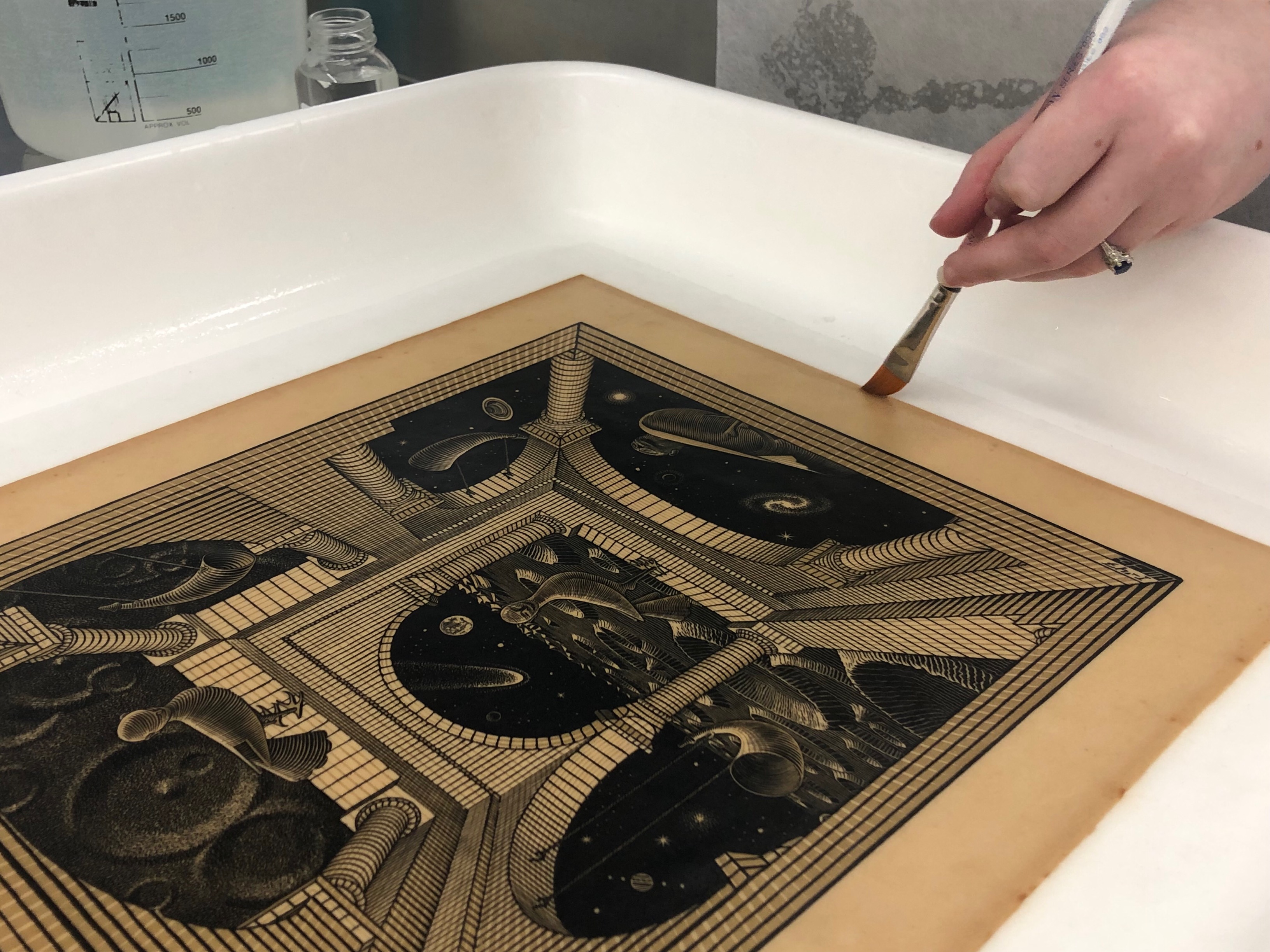 In the Lab: M.C. Escher's Another World II | Conservation Center for ...